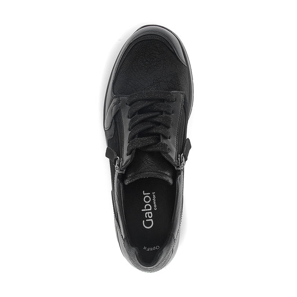 GABOR Sneaker sort skind + stretch vidde K